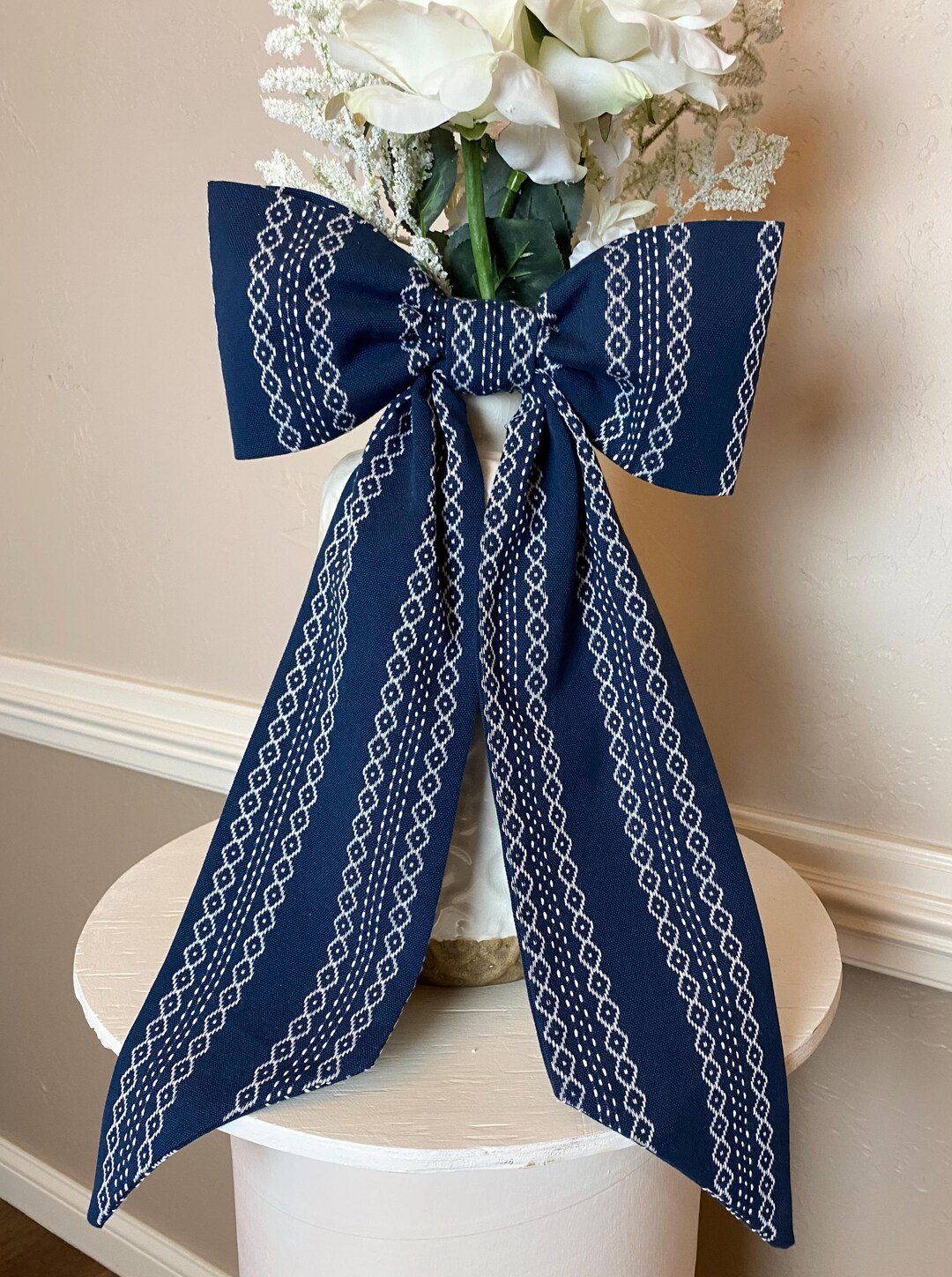 Dark Blue Premium Fabric Bow - Etsy