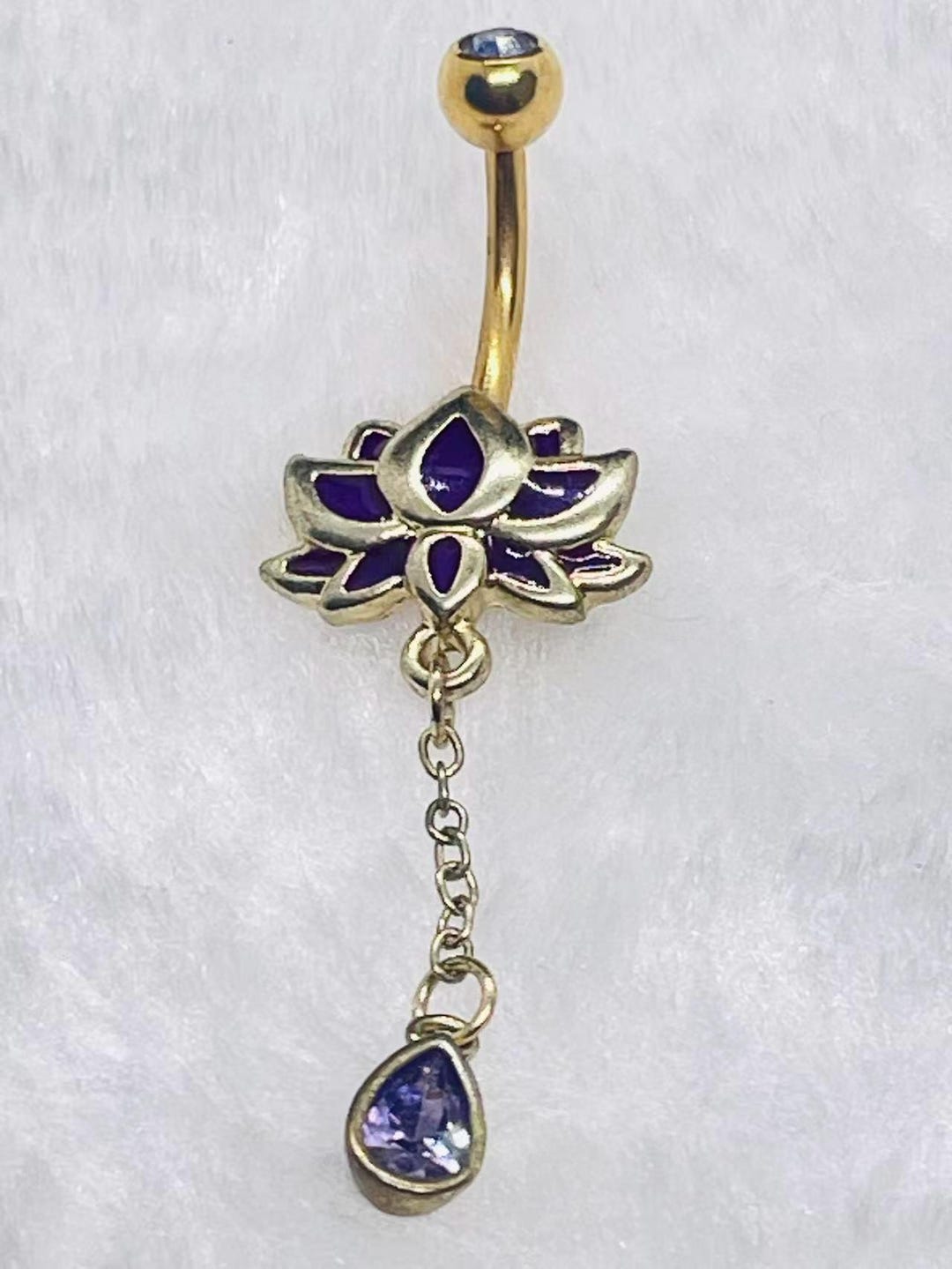 14g10mm Flower Belly Ring,belly Button Ring, Body Jewelry, Black Belly ...