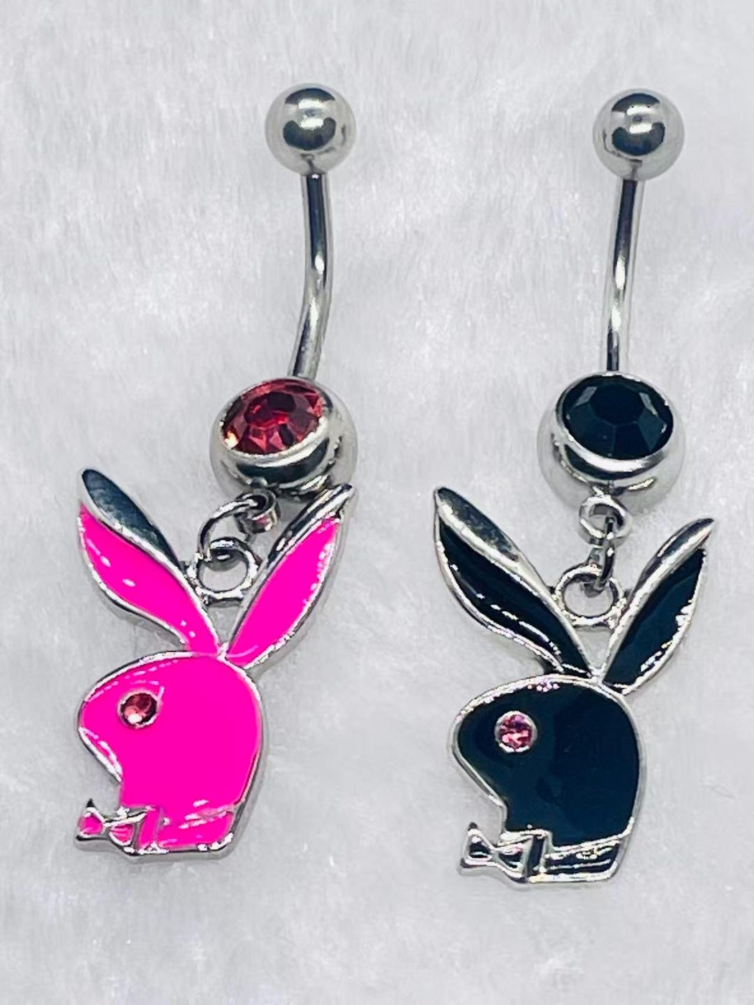 14g10mm Rabbit Belly Ring,belly Button Ring, Body Jewelry, Black Belly ...