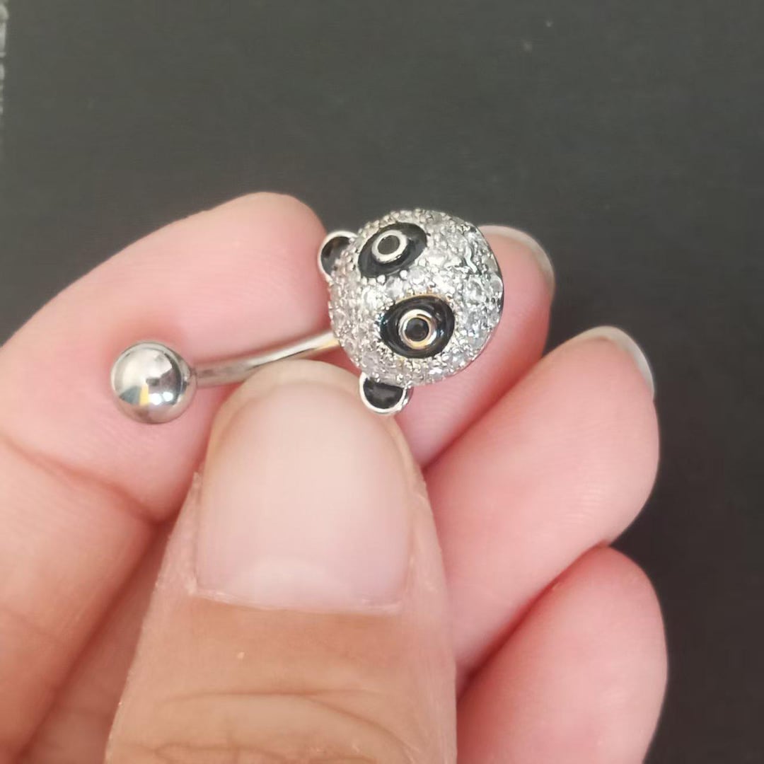 14g10mm Panda Belly Ring,belly Button Ring, Body Jewelry, Belly Ring ...