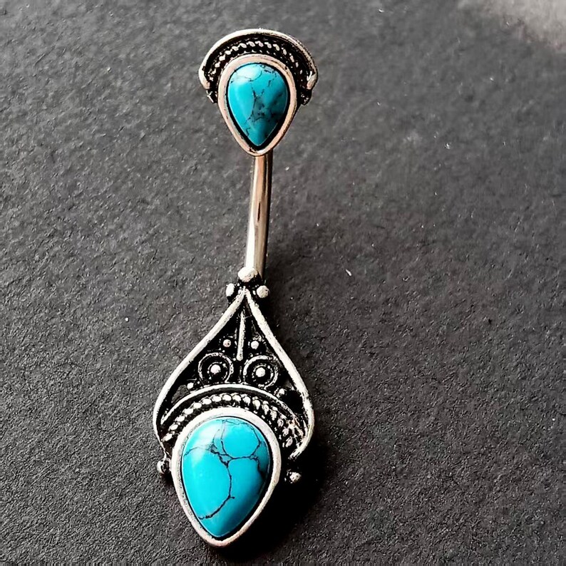 14g10mm Turquoise Belly Ring,belly Button Ring, Body Jewelry, Belly ...