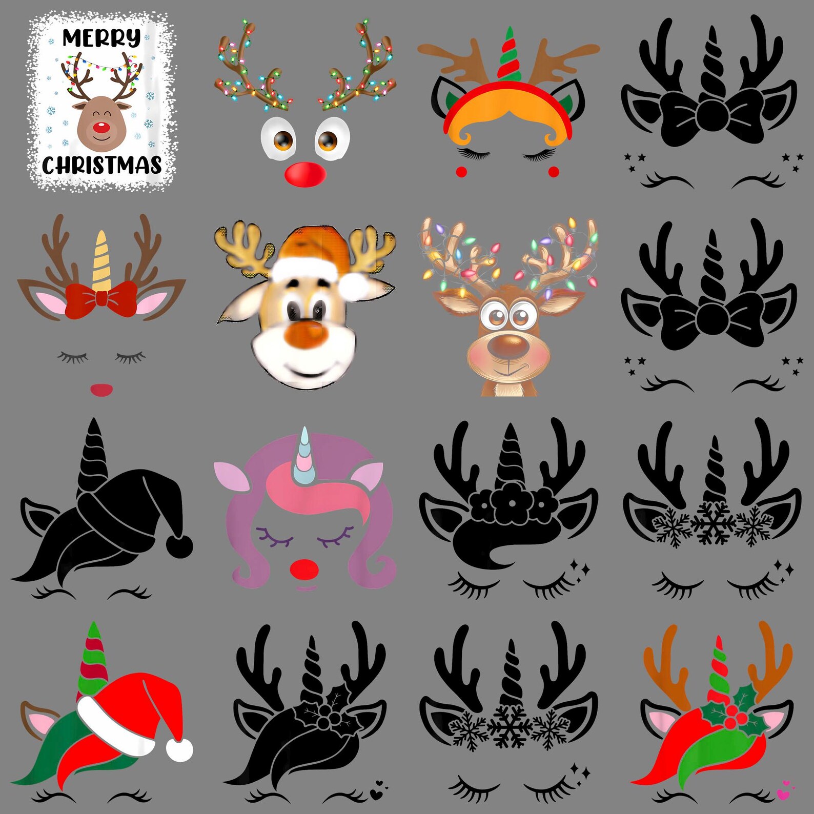 Matching Family Christmas Reindeer Face PNG – Funny Kids Xmas Gift ...