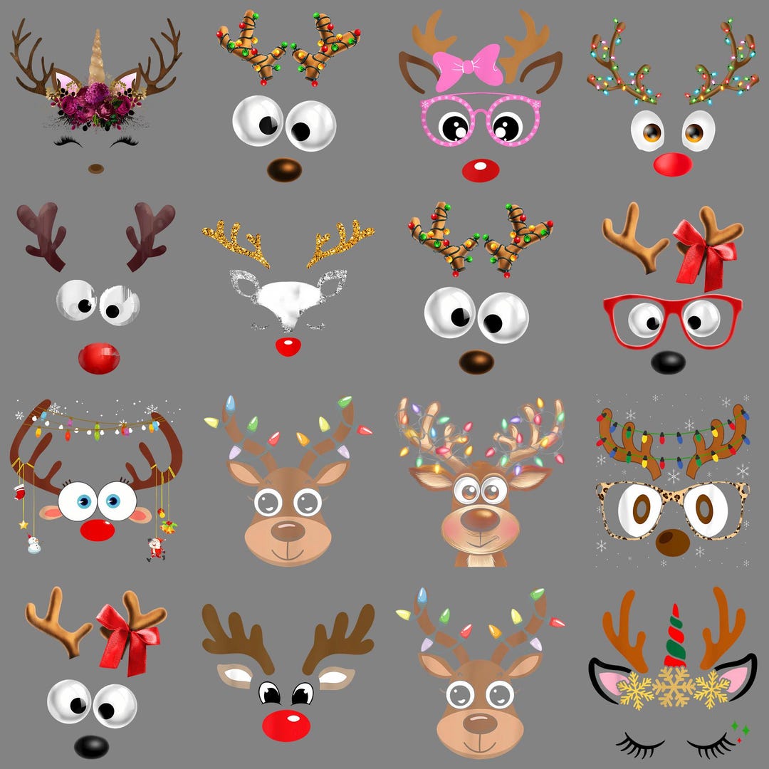 Matching Family Christmas Reindeer Face PNG – Funny Kids Xmas Gift ...