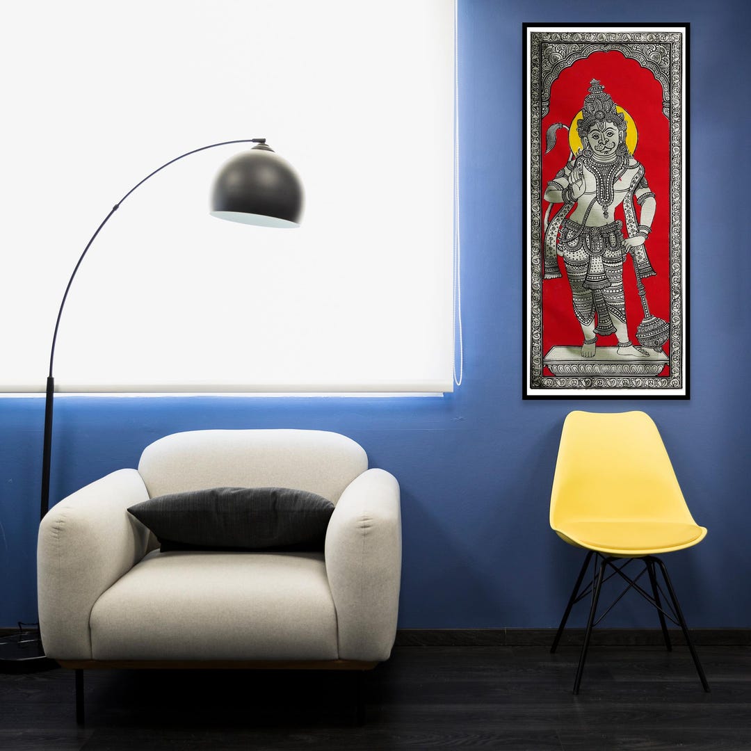 Lord Hanuman Pattachitra Painting on Tussar Silk – Unframed Traditional ...