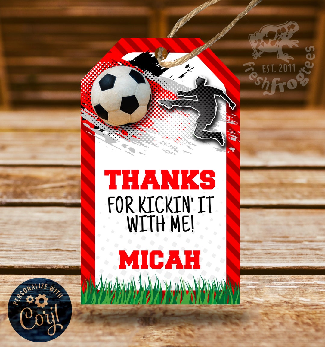Soccer Thank You Tag, Soccer Birthday Party Favor Tag Easy Edit - Etsy