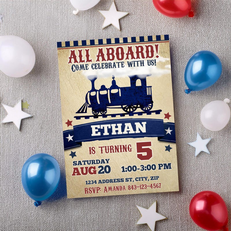 Train Birthday Invitation - Etsy