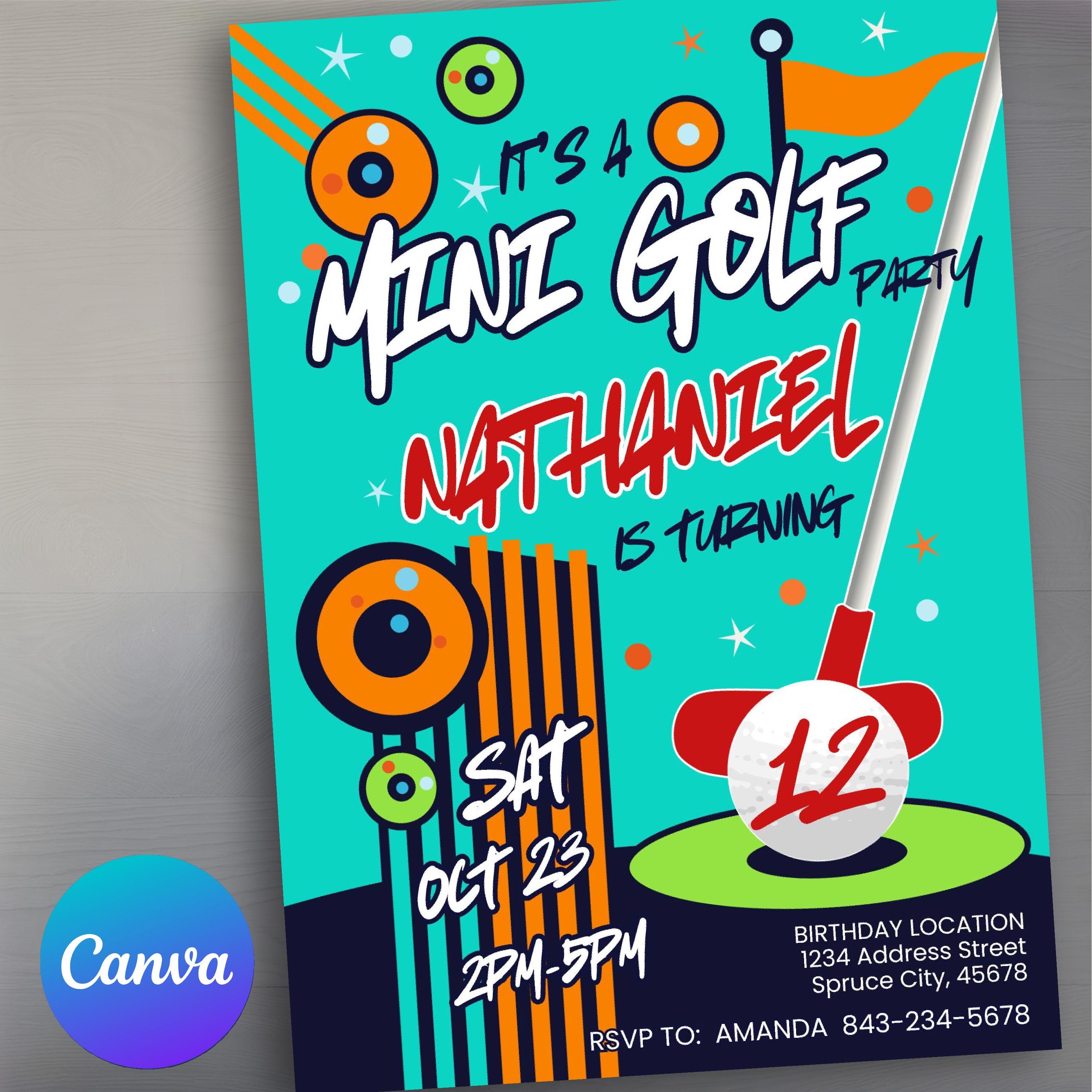 Mini Golf Birthday Invitation | Retro Themed Golf Party Invite - Etsy