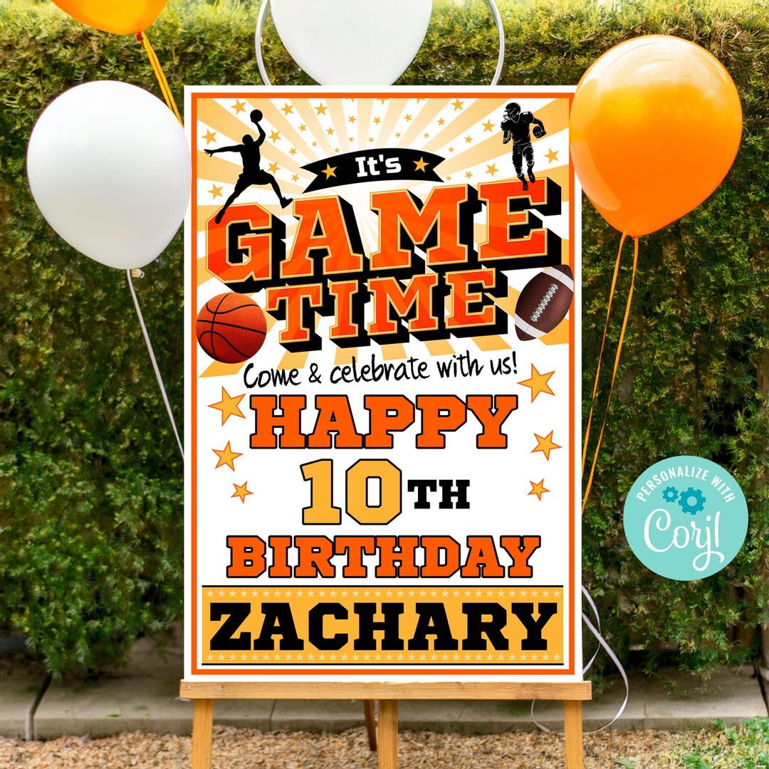 Welcome Poster Sports Birthday Sign | Sports Themed Birthday Welcome ...