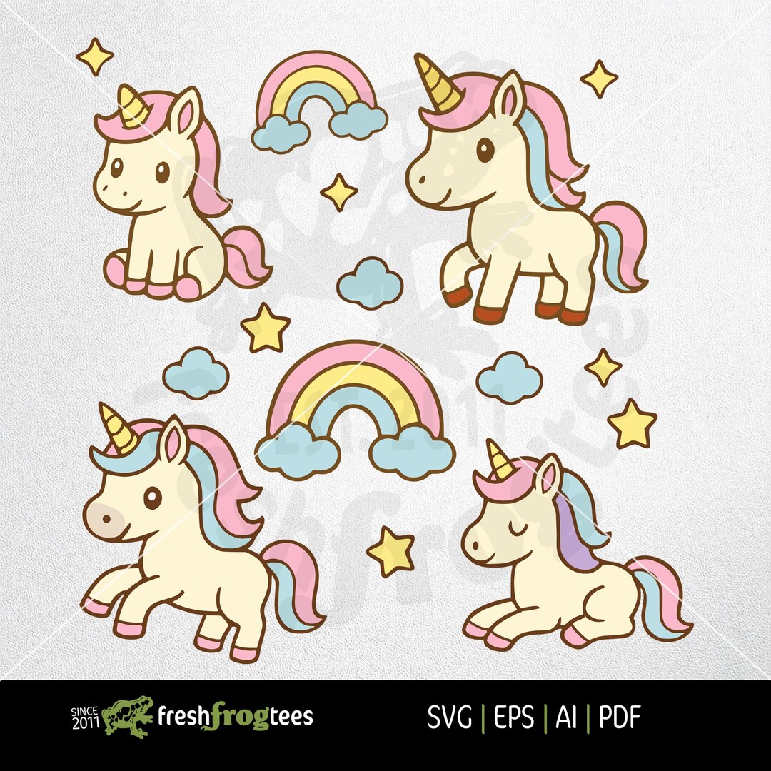 Assorted Whimsical Unicorns Clip Art | Instant Digital Download - Etsy