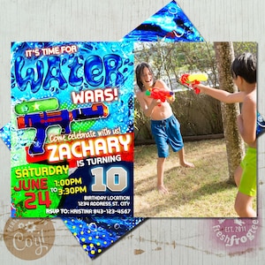 Water Gun Birthday Invitation Add Your Photo Printable Digital Invite ...