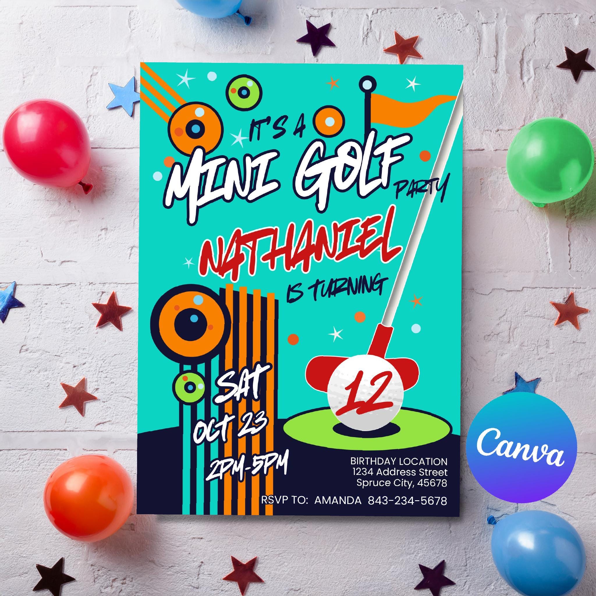 Mini Golf Birthday Invitation | Retro Themed Golf Party Invite - Etsy