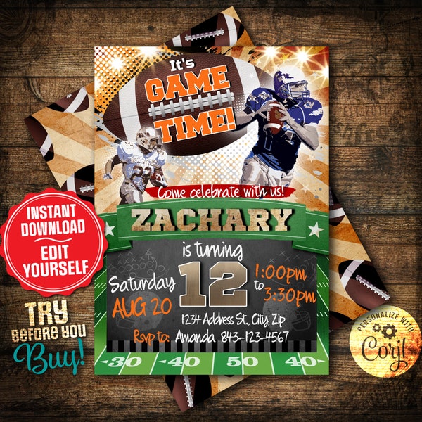 Nfl Football Invitation - Etsy