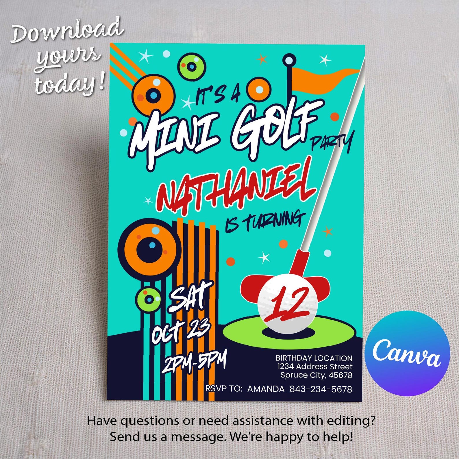 Mini Golf Birthday Invitation | Retro Themed Golf Party Invite - Etsy