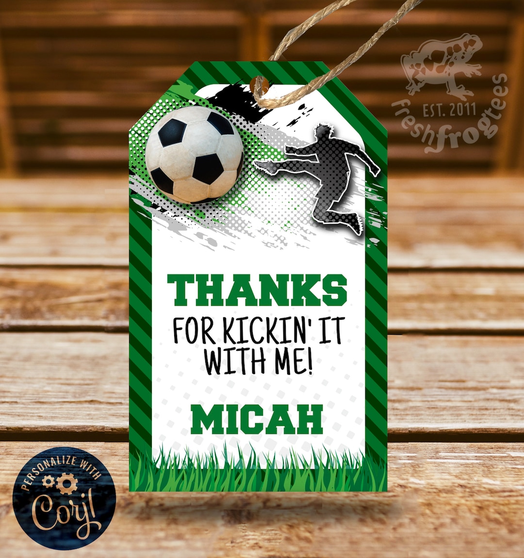 Soccer Thank You Tag Soccer Birthday Party Favor (Download Now) - Etsy