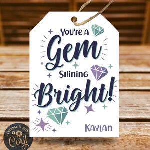 You're A Gem Shining Bright Appreciation Tag | Employee Appreciation ...