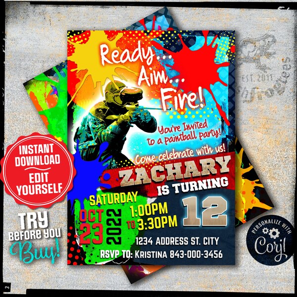 Paintball Invitation - Etsy
