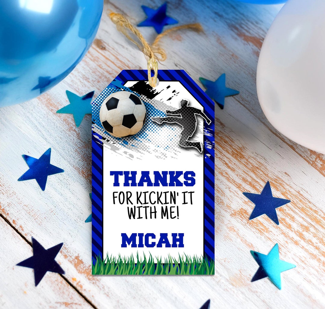 Soccer Thank You Tag, Soccer Birthday Party Favor Tag | Easy Edit - Etsy