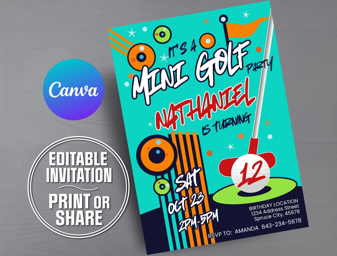 Mini Golf Birthday Invitation | Retro Themed Golf Party Invite - Etsy