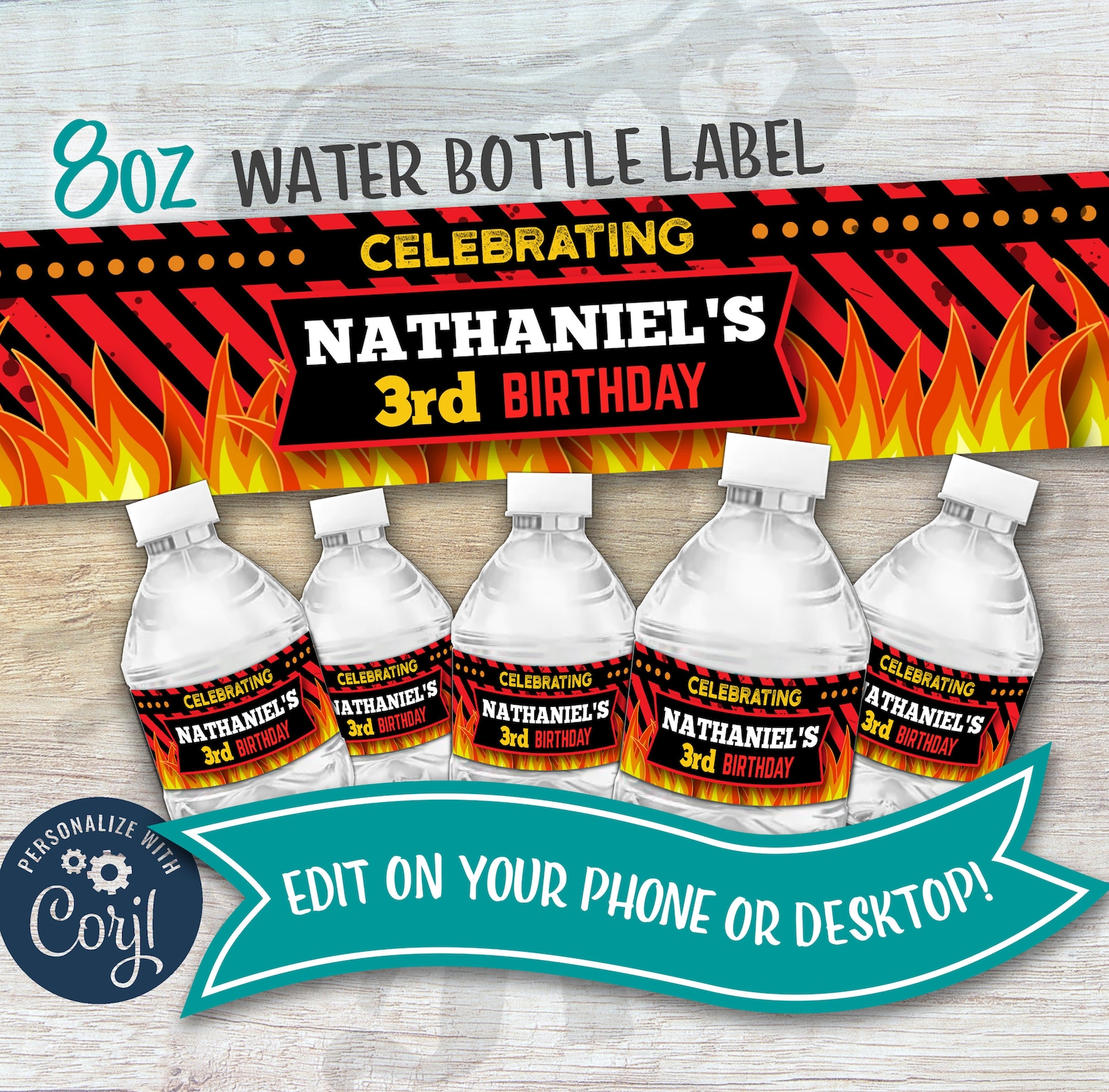 Firefighter Water Bottle Label Fireman Water Bottle Sticker - Etsy