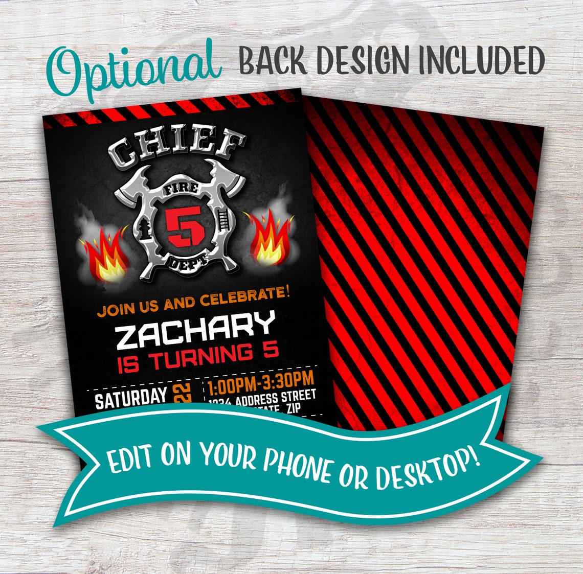 Firefighter Birthday Invitation Firefighter Birthday Party - Etsy