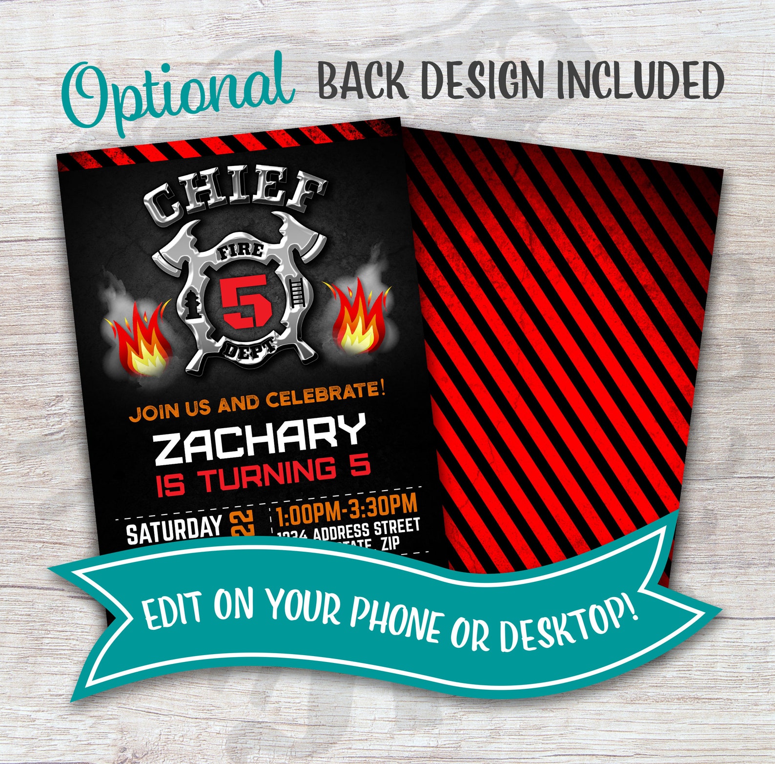 Firefighter Birthday Invitation Firefighter Birthday Party - Etsy