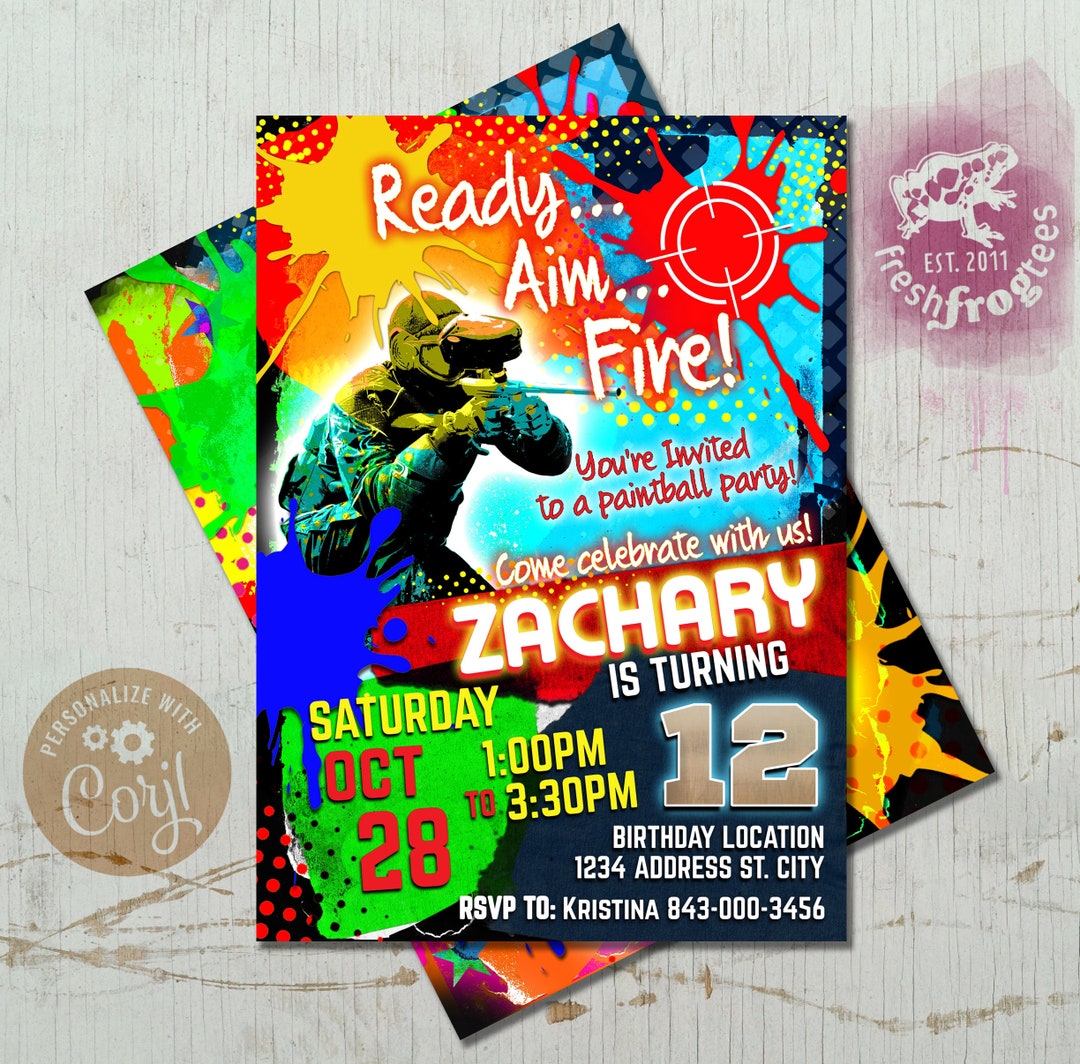 Paintball Birthday Invitation Printable Digital Invite EASY EDIT - Etsy