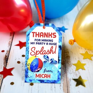 Pool Party Thank You Tag Birthday Party Favor Digital Download | Easy ...