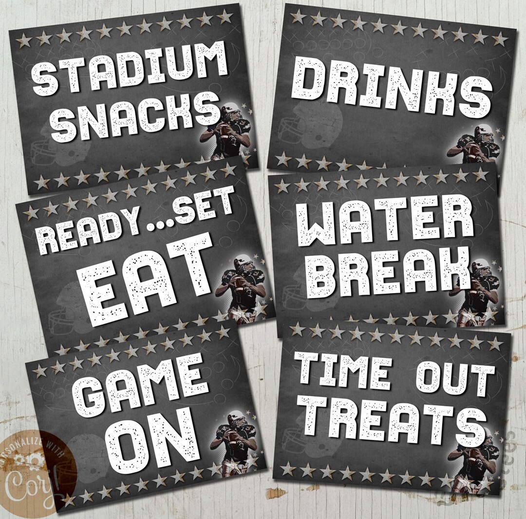 Football Party Table Signs | Chalkboard Style | Printable Decor - Etsy