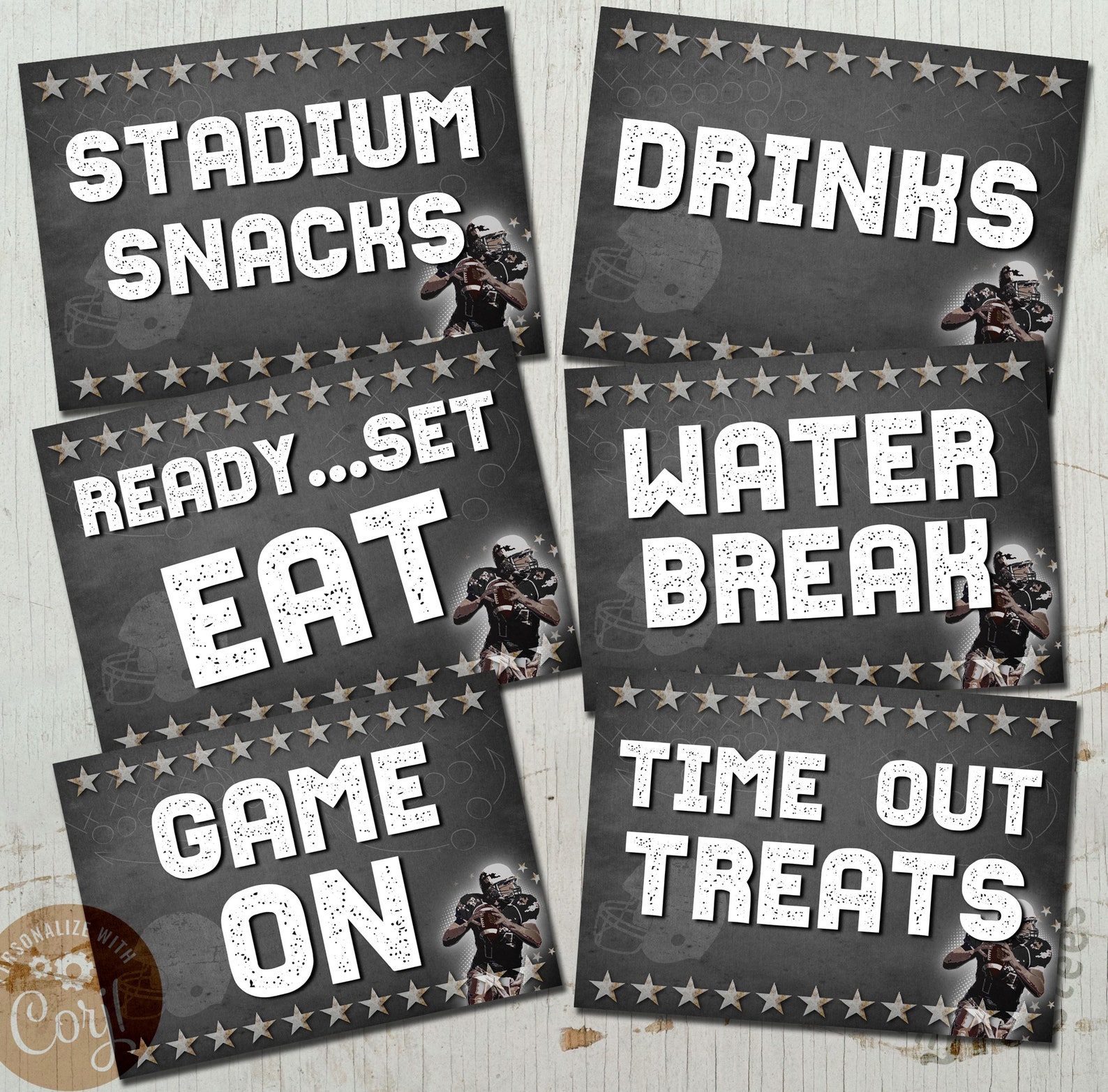 Football Party Table Signs | Chalkboard Style | Printable Decor - Etsy
