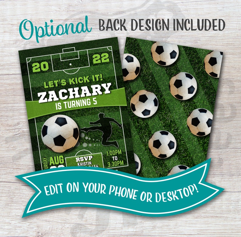 Soccer Birthday Invitation Soccer Birthday Invite RSVP Corjl - Etsy