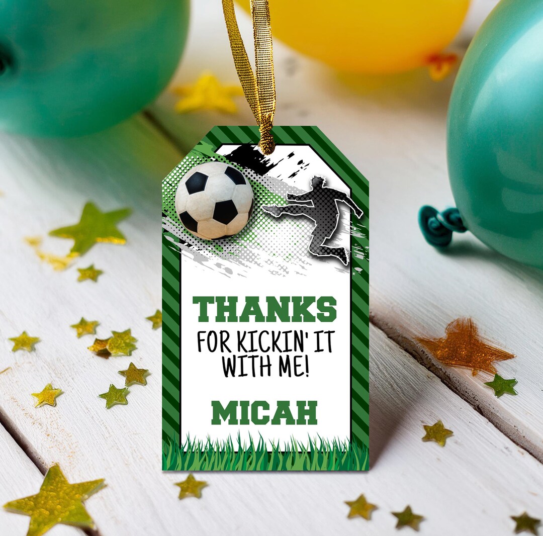 Soccer Thank You Tag, Soccer Birthday Party Favor Tag | Easy Edit - Etsy