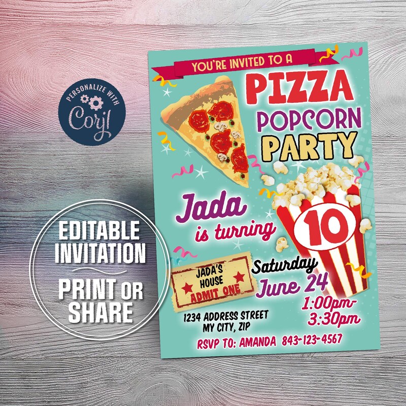 Popcorn Invitation - Etsy