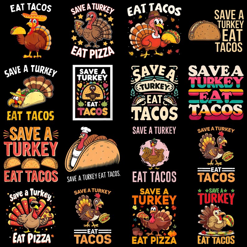 Save A Turkey Eat Pizza PNG, Funny Thanksgiving Sublimation Design ...