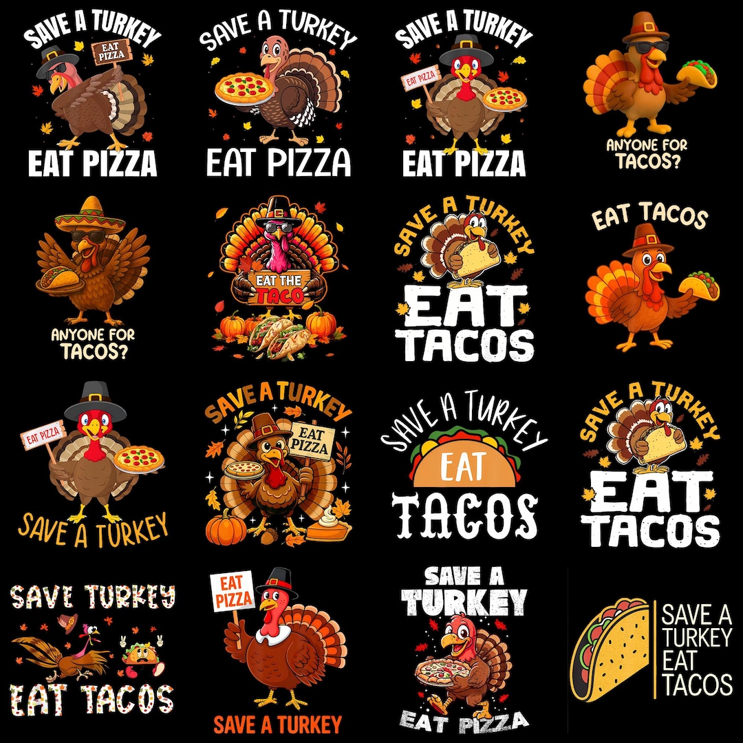 Save A Turkey Eat Pizza PNG, Funny Thanksgiving Sublimation Design ...