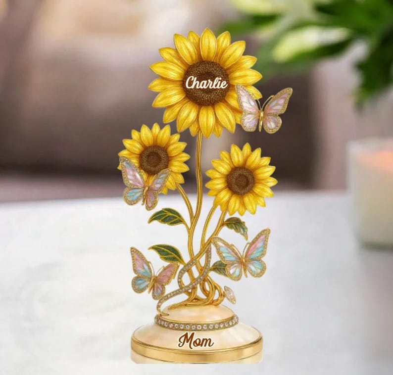 Personalized Sunflower Gift for Mom or Grandma, Custom Family Names ...