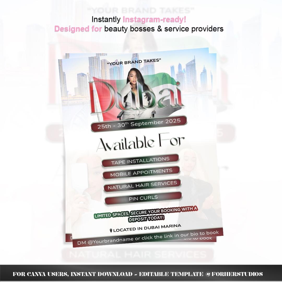 Dubai Beauty Business Flyer Template: Editable International Travel ...