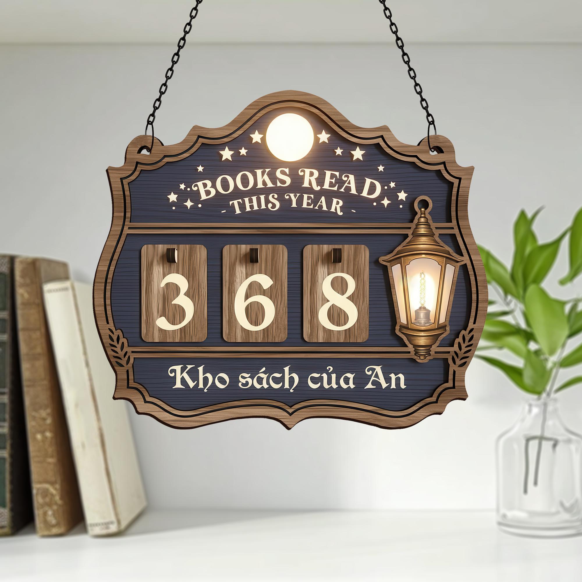 Personalized Wooden Books Read Tracker Hanging Sign Library Counter ...