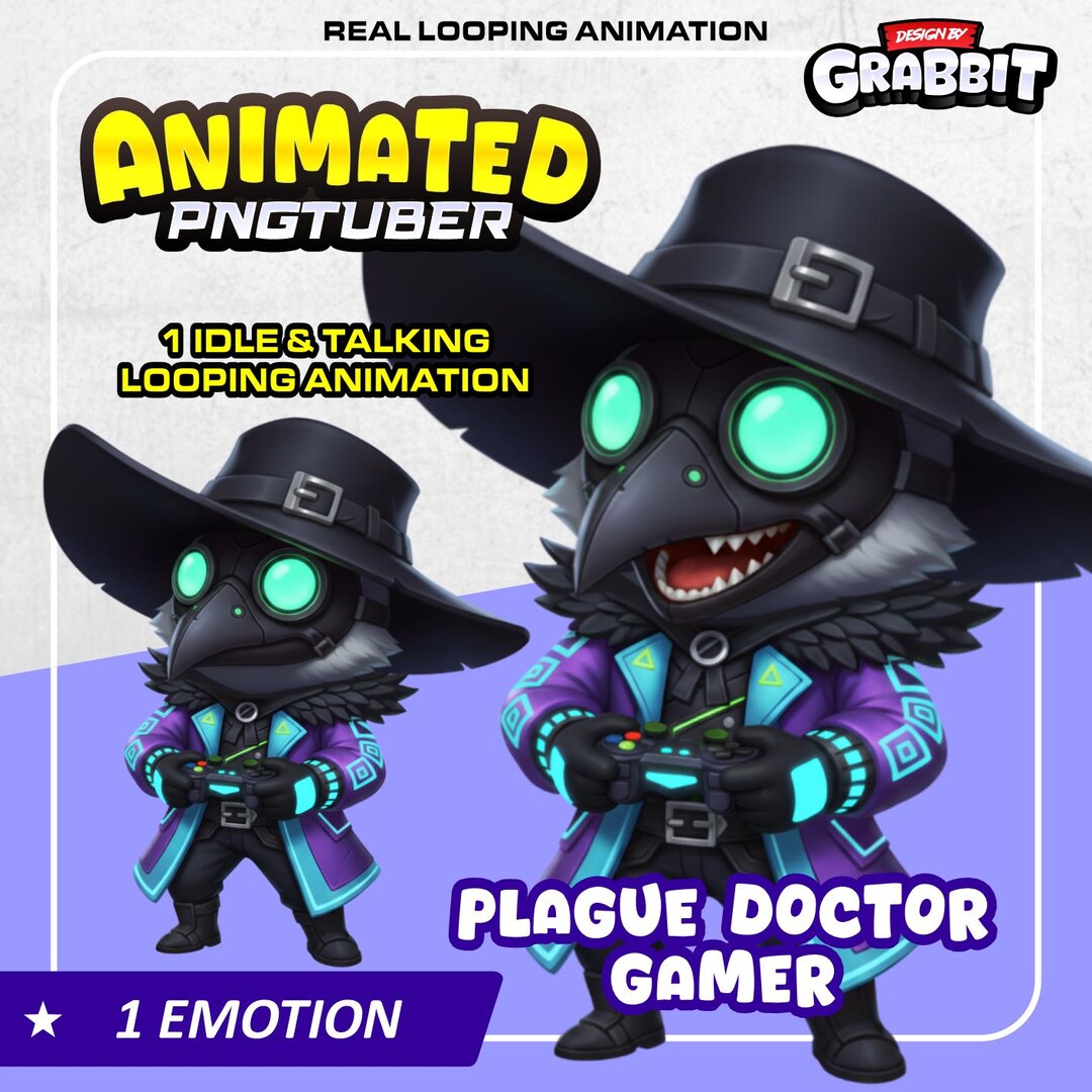 Pngtuber Plague Doctor Gamer Animated ( 1 Emotion ), Cyberpunk Horror ...
