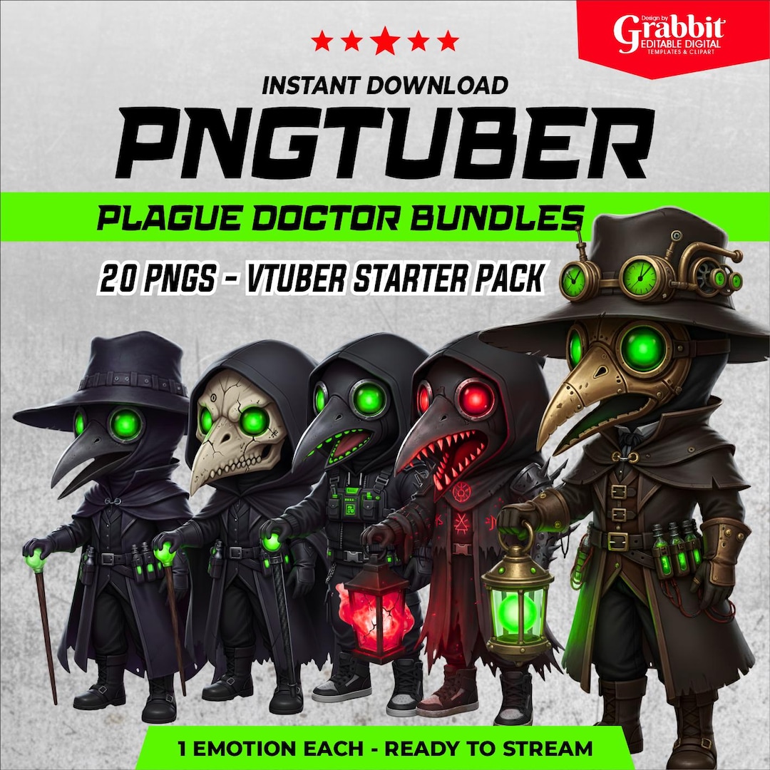 Pngtuber Plague Doctor Vtuber | 5 Versions 20 Pngs | Masked Male Vtuber ...