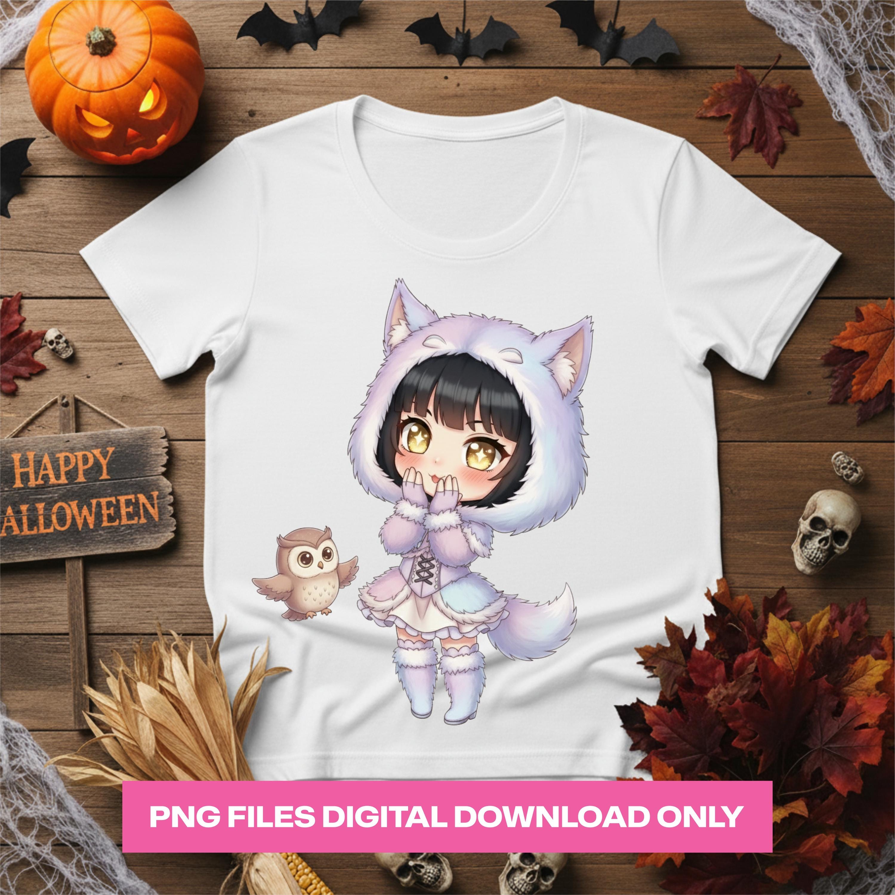 Kawaii Chibi Werewolf Girl Clipart: 8 PNG Halloween Costume Designs - Etsy
