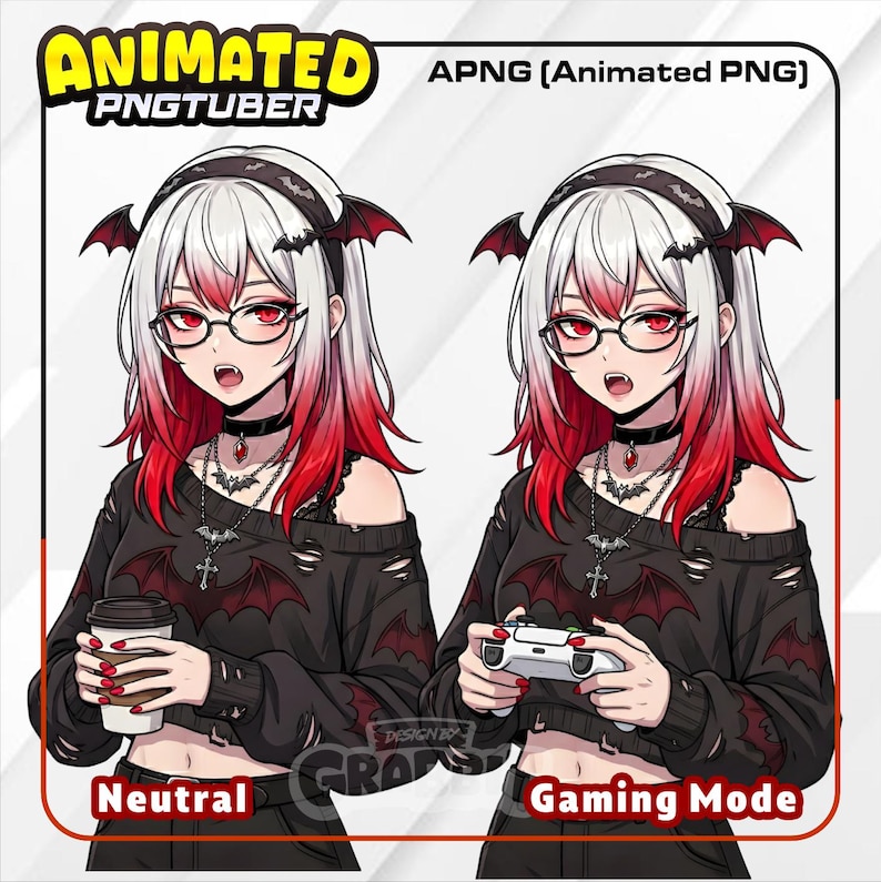Vampire Pngtuber - Cozy Horror Female Girl Vtuber Model, Animated ...