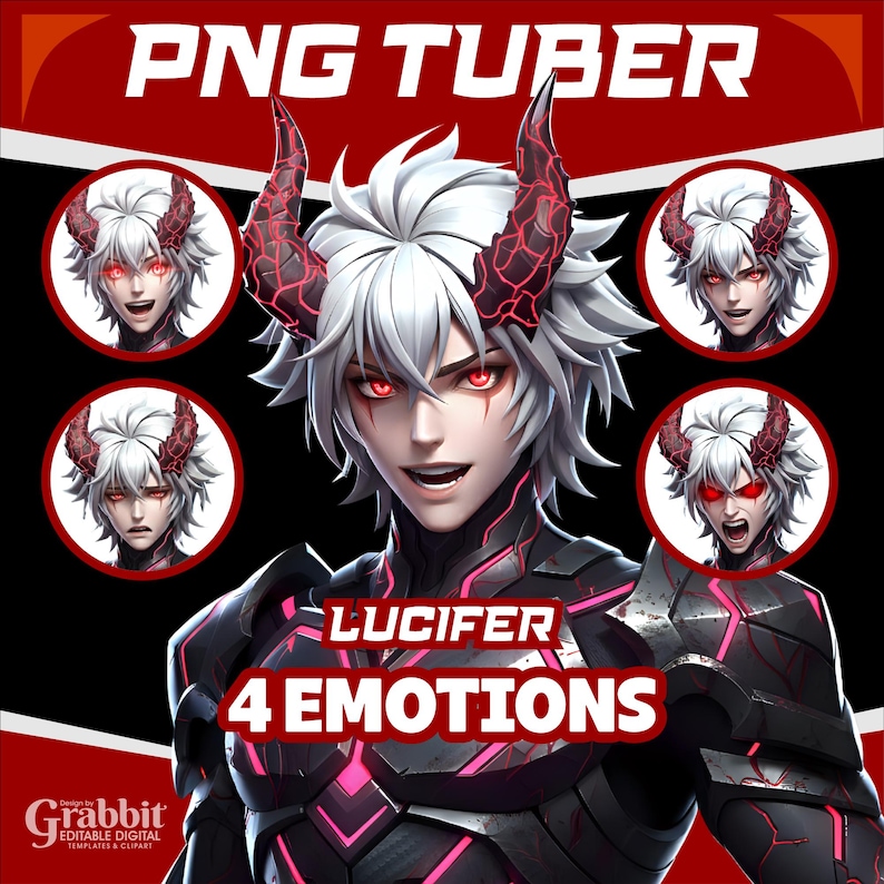 Lucifer Male Pngtuber 3D Model | Demon Avatar With 4 Emotions ...