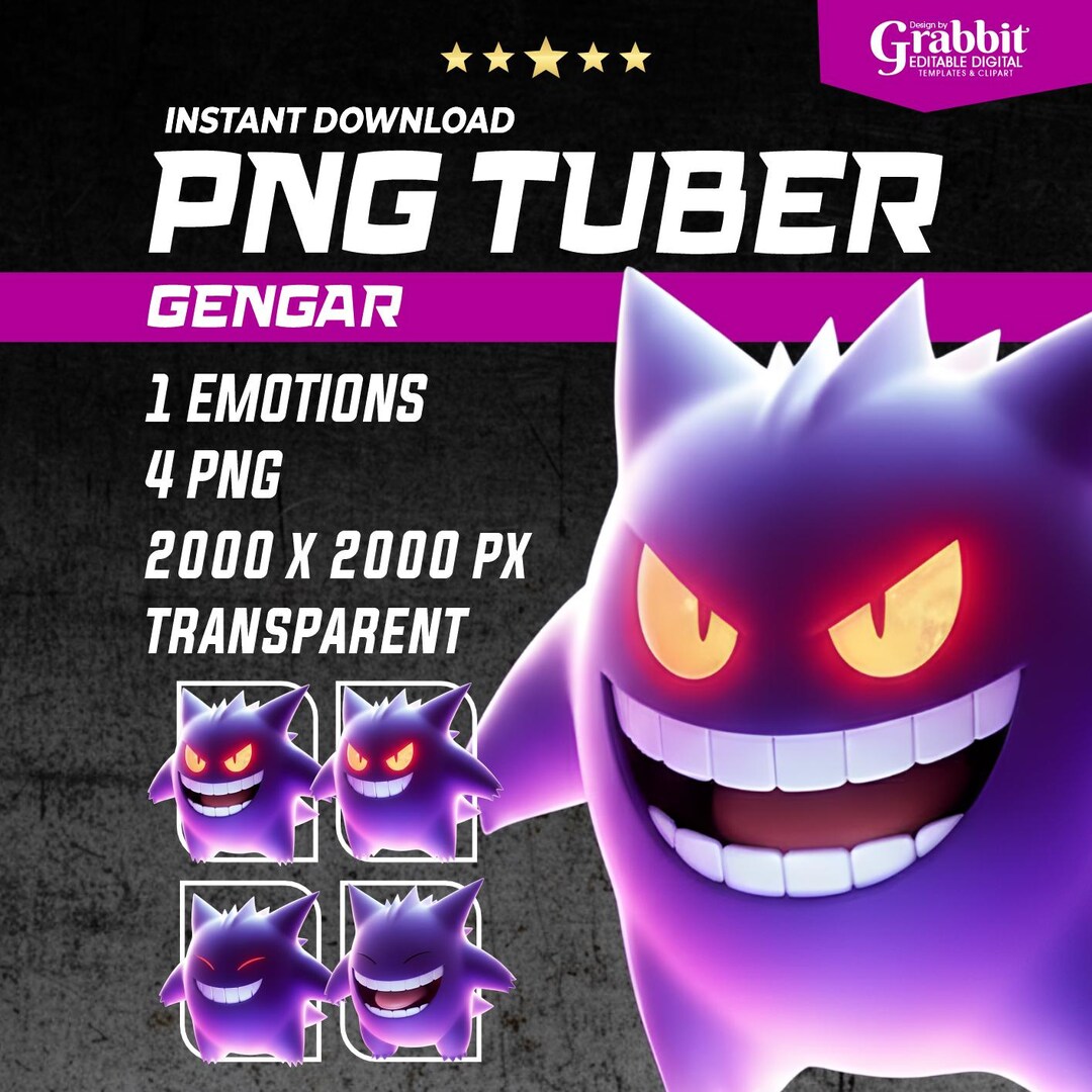 Pngtuber Pokemon Gengar | Ghost Pokemon Model • 1 Emotion • 4 PNG ...