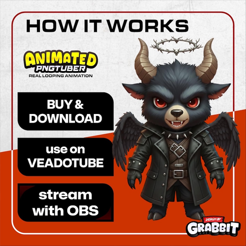 Animated Chibi Baphomet Demon Pngtuber, Male Devil Vtuber Model - Etsy