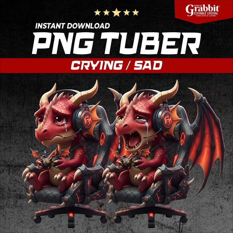 Pngtuber Male Red Dragon | 4 Emotions | 16 PNG | Gamer Dragon Model ...