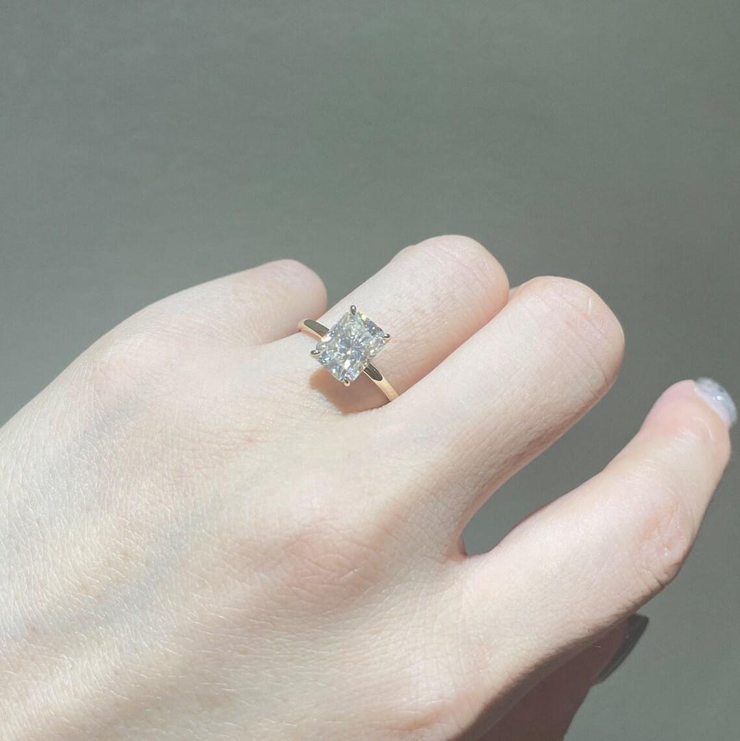 2.0 Ct Radiant Cut Moissanite Engagement Ring - Etsy
