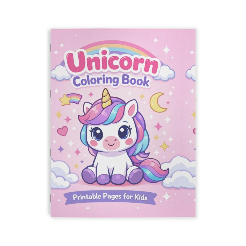 Unicorn Coloring Book | Pastel Rainbow, Stars, Clouds | Kids Printable ...
