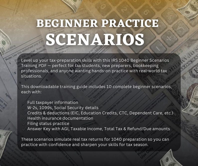 IRS 1040 Beginner Practice Scenarios | Tax Preparation Training | W-2 ...