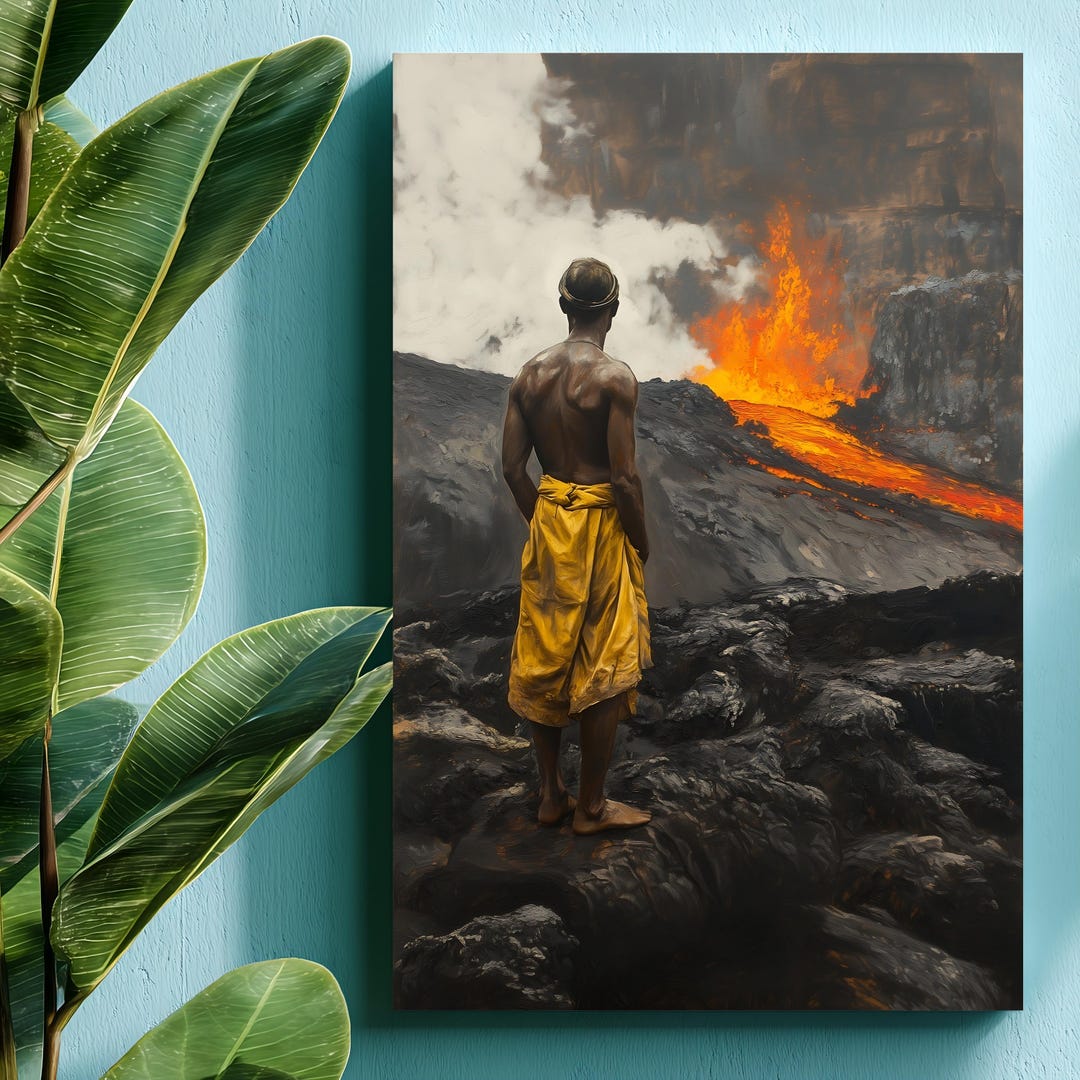 Fiery Volcano Sentinel Digital Download - Intense Oil Painting ...