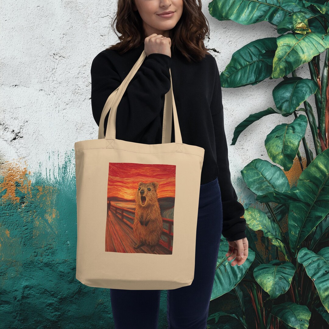 Screaming Quokka Tote Bag - Edvard Munch Inspired Oil Painting Eco ...